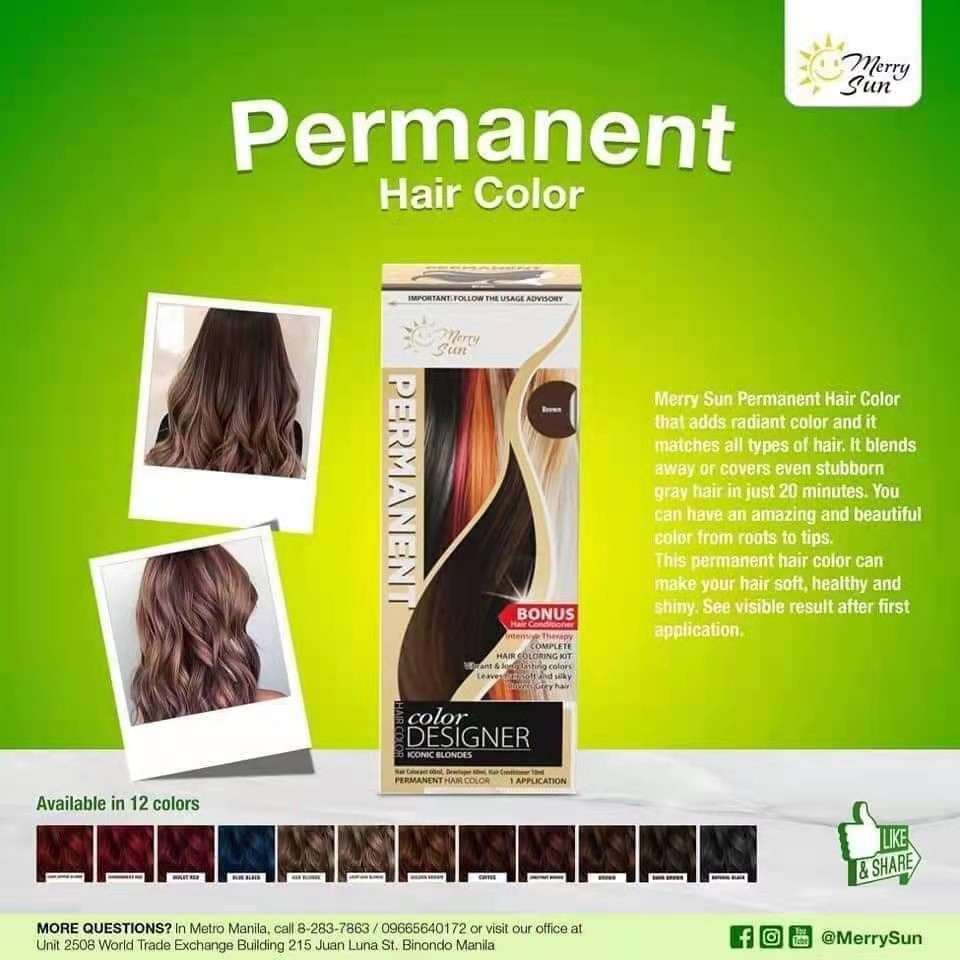 Merry Sun Permanent Hair Color With Hair Therapy | Shopee Philippines