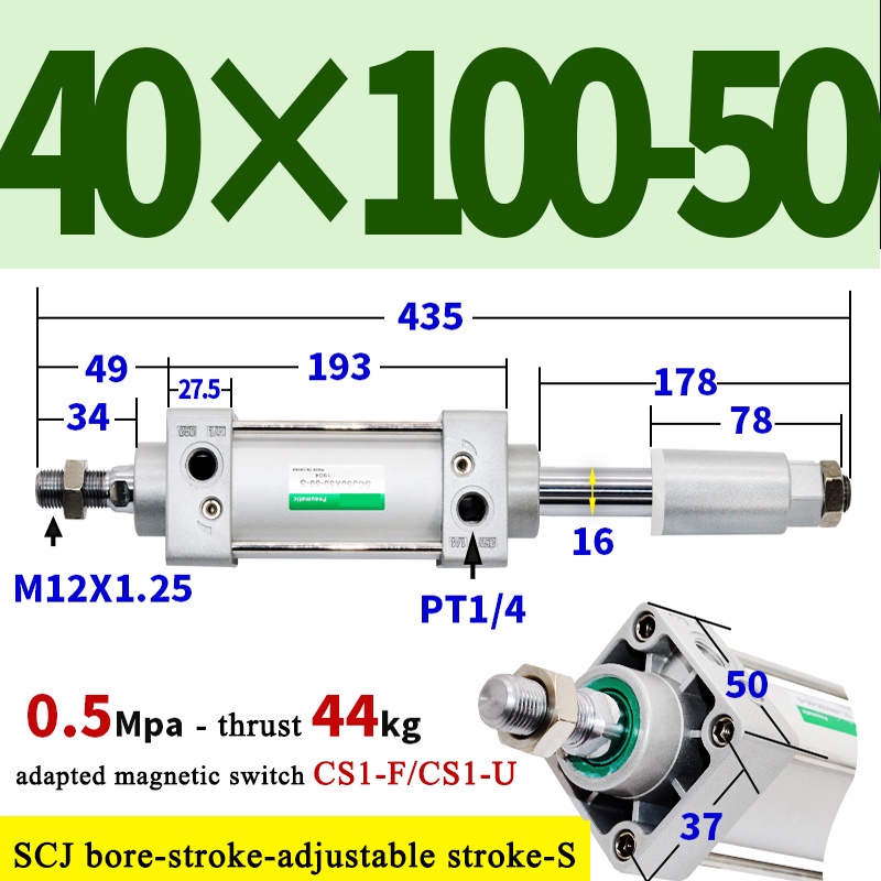 SCJ Pneumatic air Cylinder Standard Cylinder Stroke Adjustable Cylinder ...