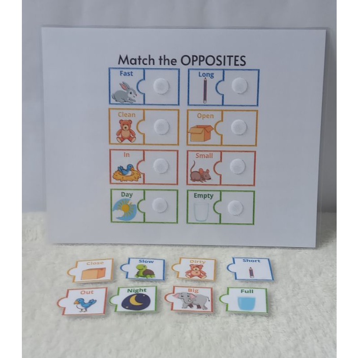 Match the Opposites Interactive Laminated With Velcro Learning Material ...