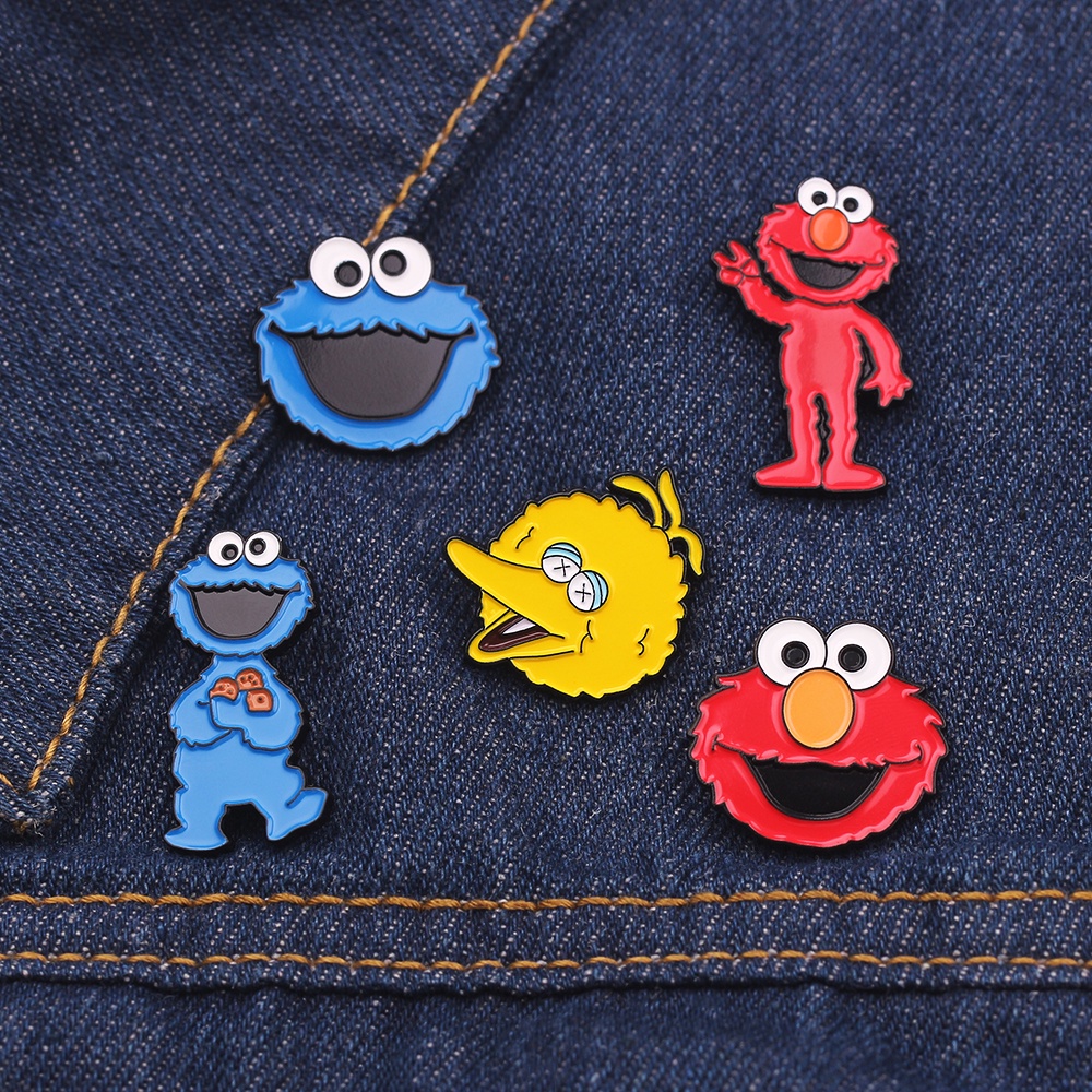 Cartoon Sesame Street Brooches Enamel Pins Cookie Monster Brooch Pin ...