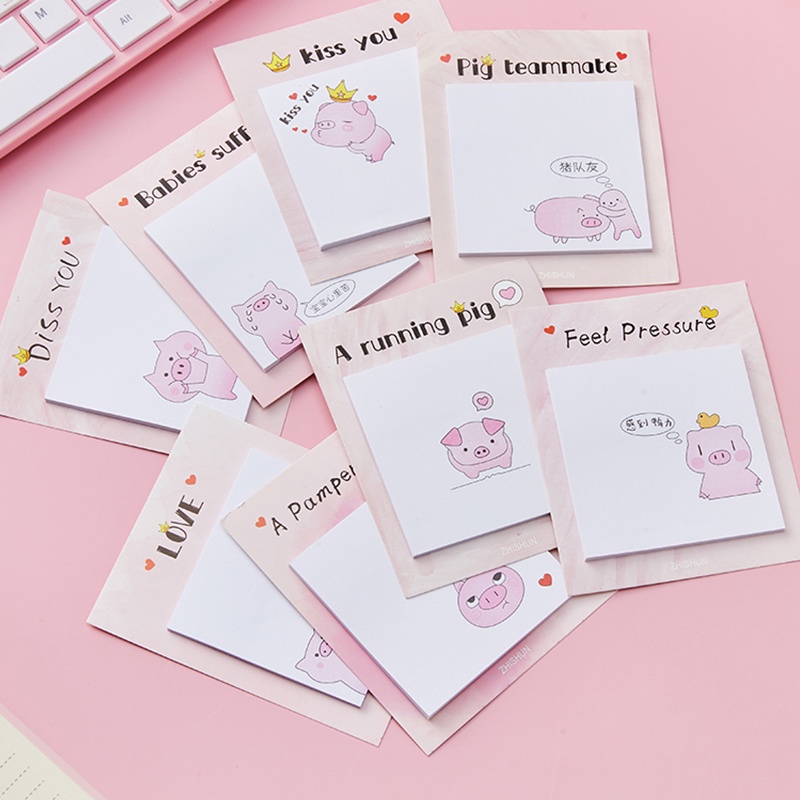 30 SheetsCute Pink Pig Sticky Notes Handbook Mini Blank Note Paper ...