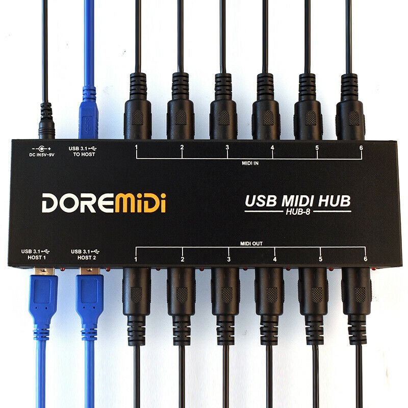 Doremidi Hub-8 Midi Host Instrument Interface Hub X2 Usb Channels ...
