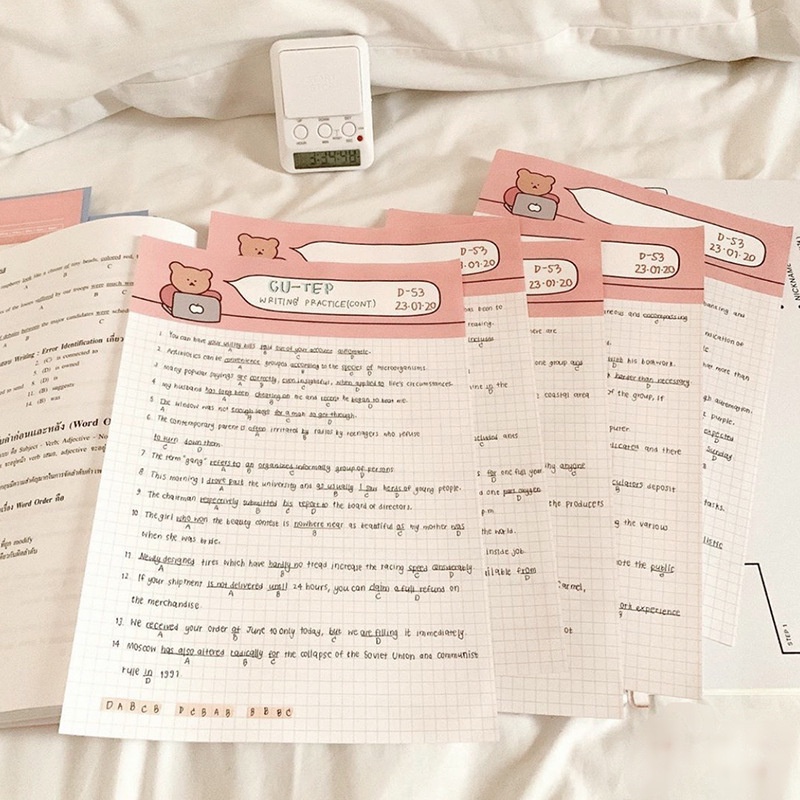 30 Pages Cartoon rabbit bear note cute girl writing paper,student word ...