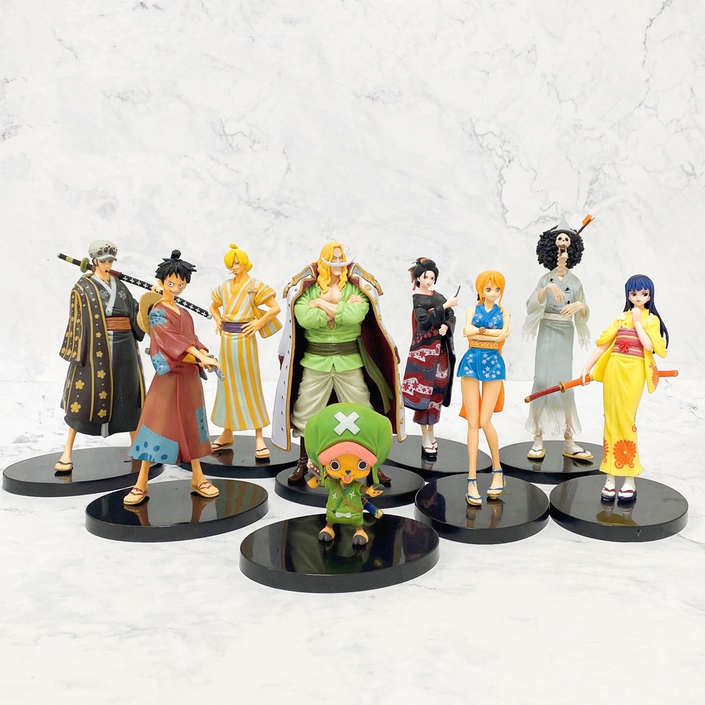 8 Style Anime One Piece Figure Kimono Luffy Tony Tony Chopper Sanji ...