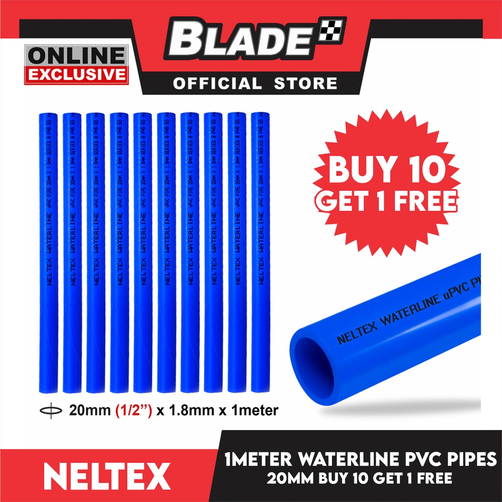 Buy 10 Get 1 Free Neltex PVC Waterline Pipe 20mm x 1meter (Blue Pipe ...
