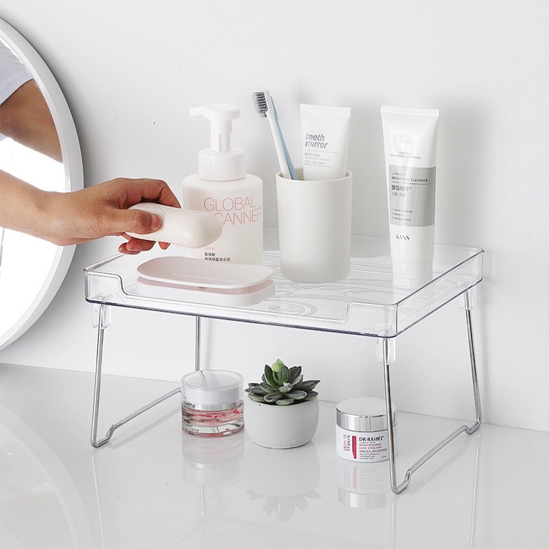 VIĆI Multipurpose Double Layer Transparent Kitchen Bathroom Stackable ...