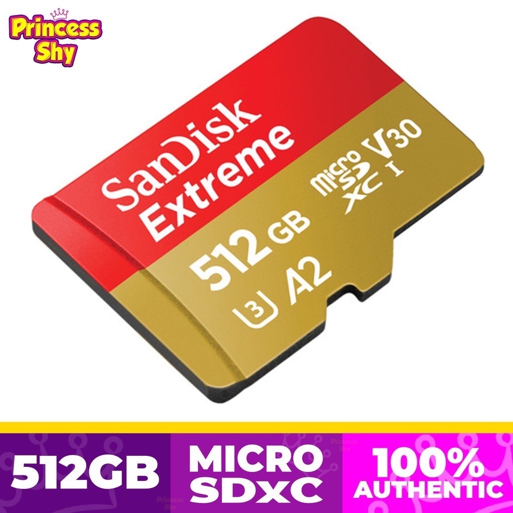 Sandisk Extreme 512GB A2 V30 UHS-I microSDXC Memory Card SDSQXAV-512G ...