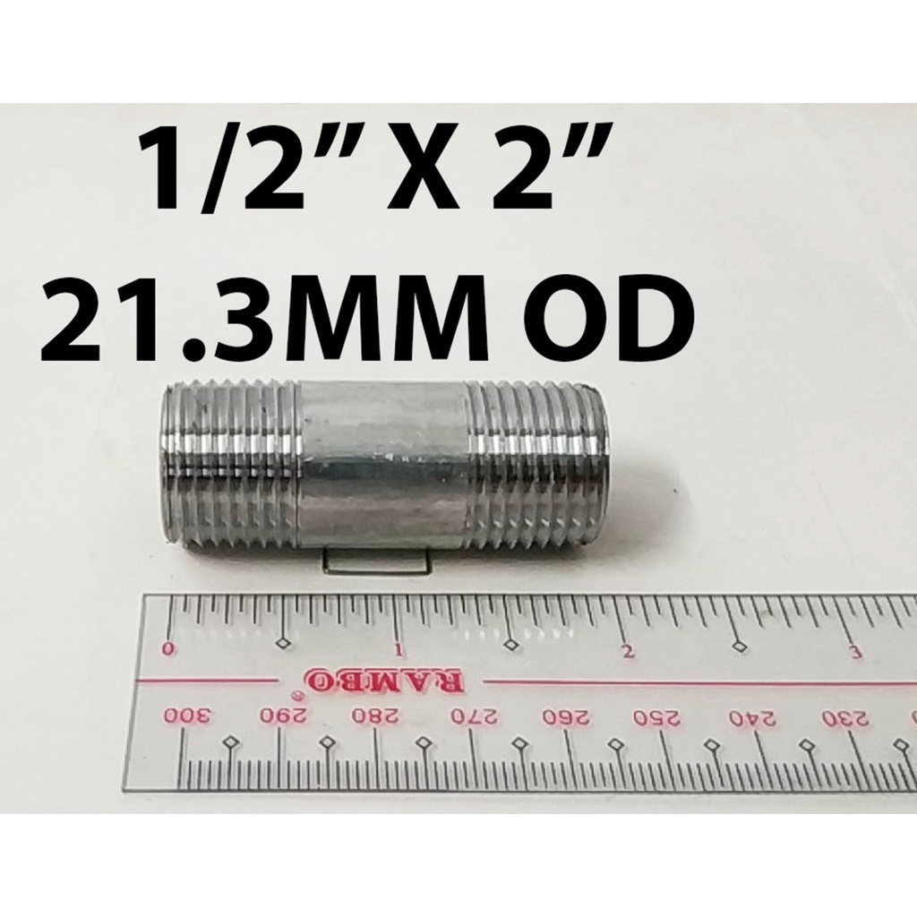 GI NIPPLE 1/2" X 2" SCH40 GALVANIZED IRON THREADED === 1/2" X 2" | Shopee Philippines
