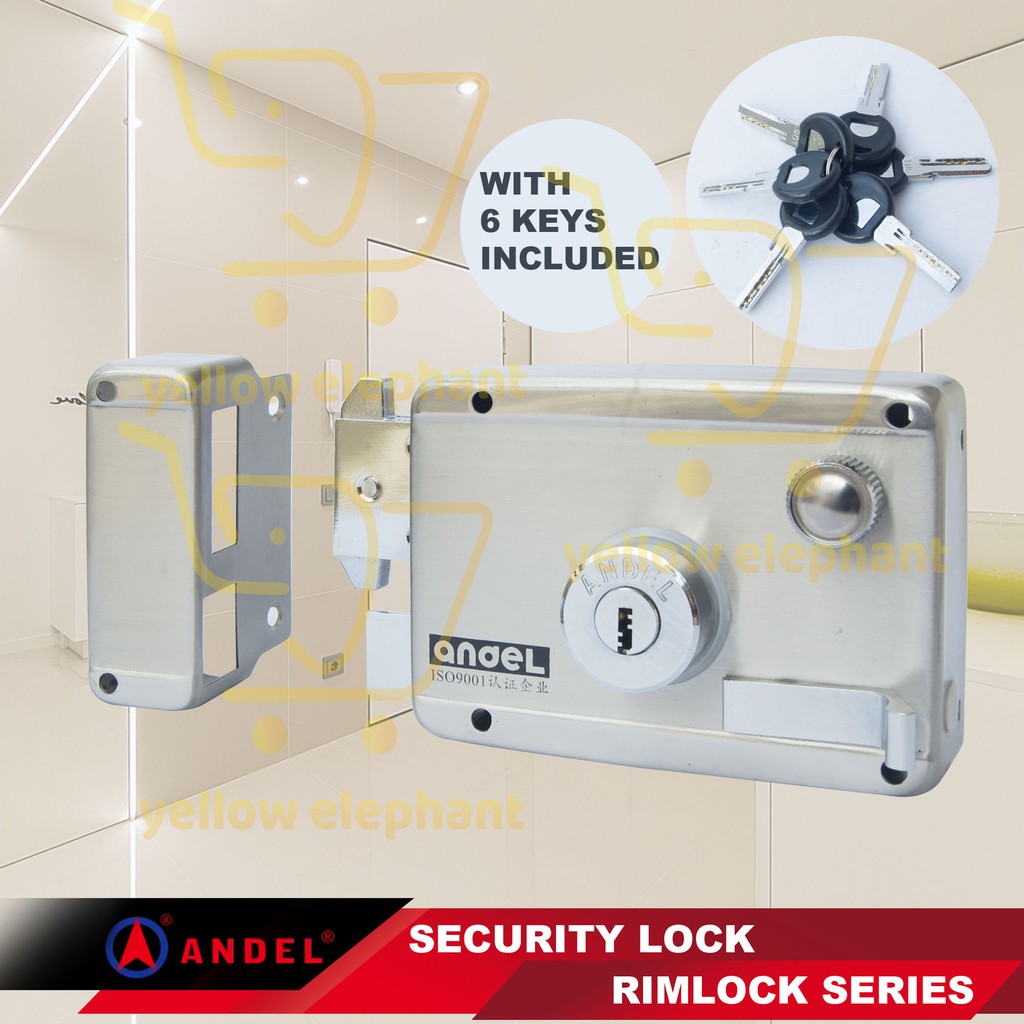 Door Lock Rimlock Andel Internal Lockable Handle 6 Keys Stainless Steel ...