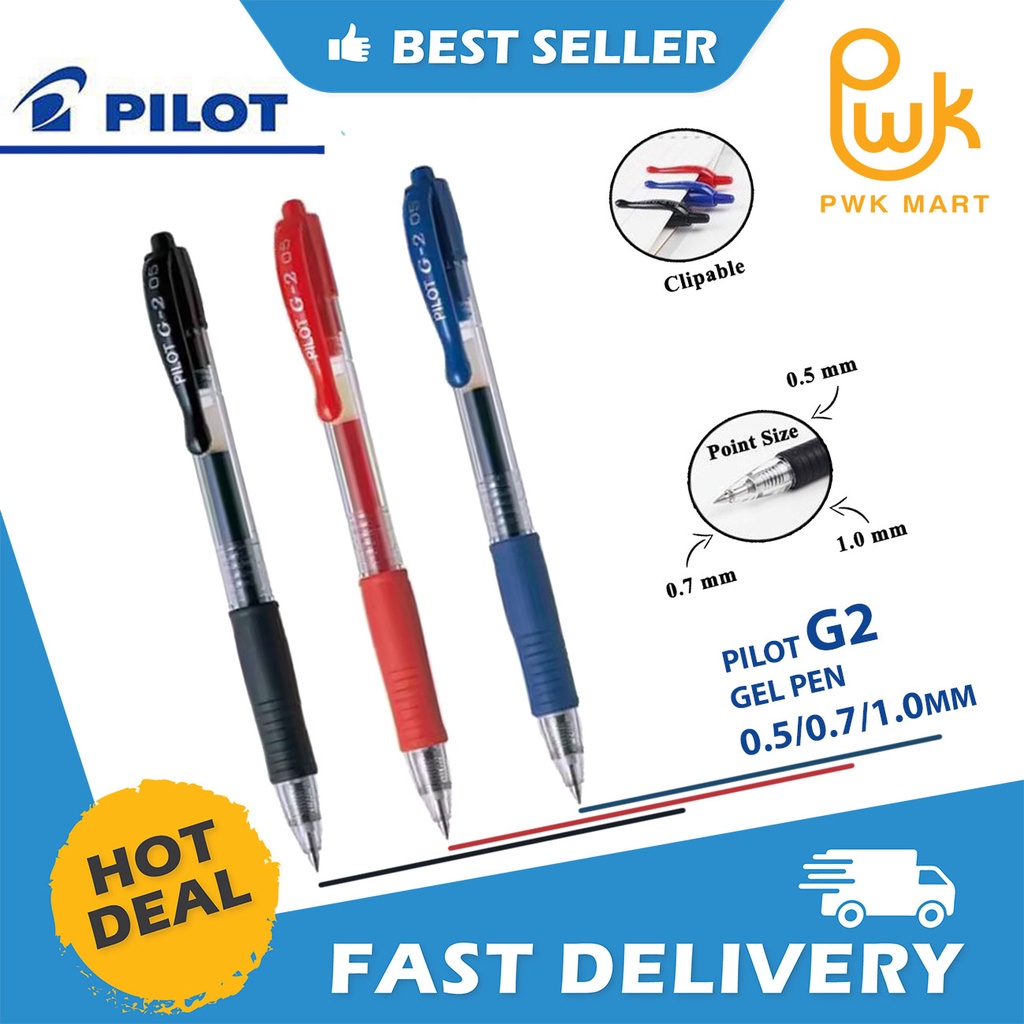 PILOT G2 GEL PEN -0.5/0.7/1.0MM (RED/BLUE/BLACK) Gel Pen 0.5 | Shopee ...