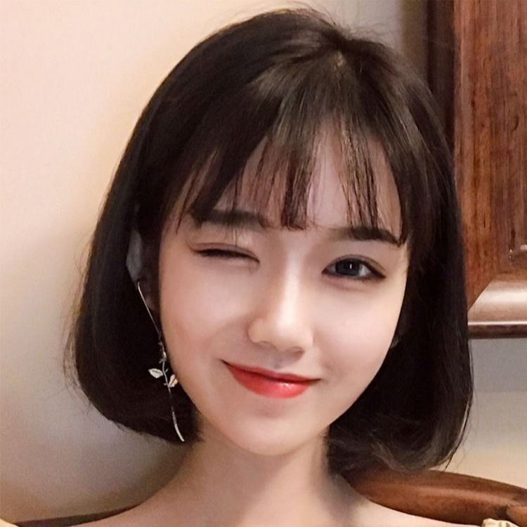 Wig Female Short Straight Hair Full Headgear Influencer Fashion Bobo ...