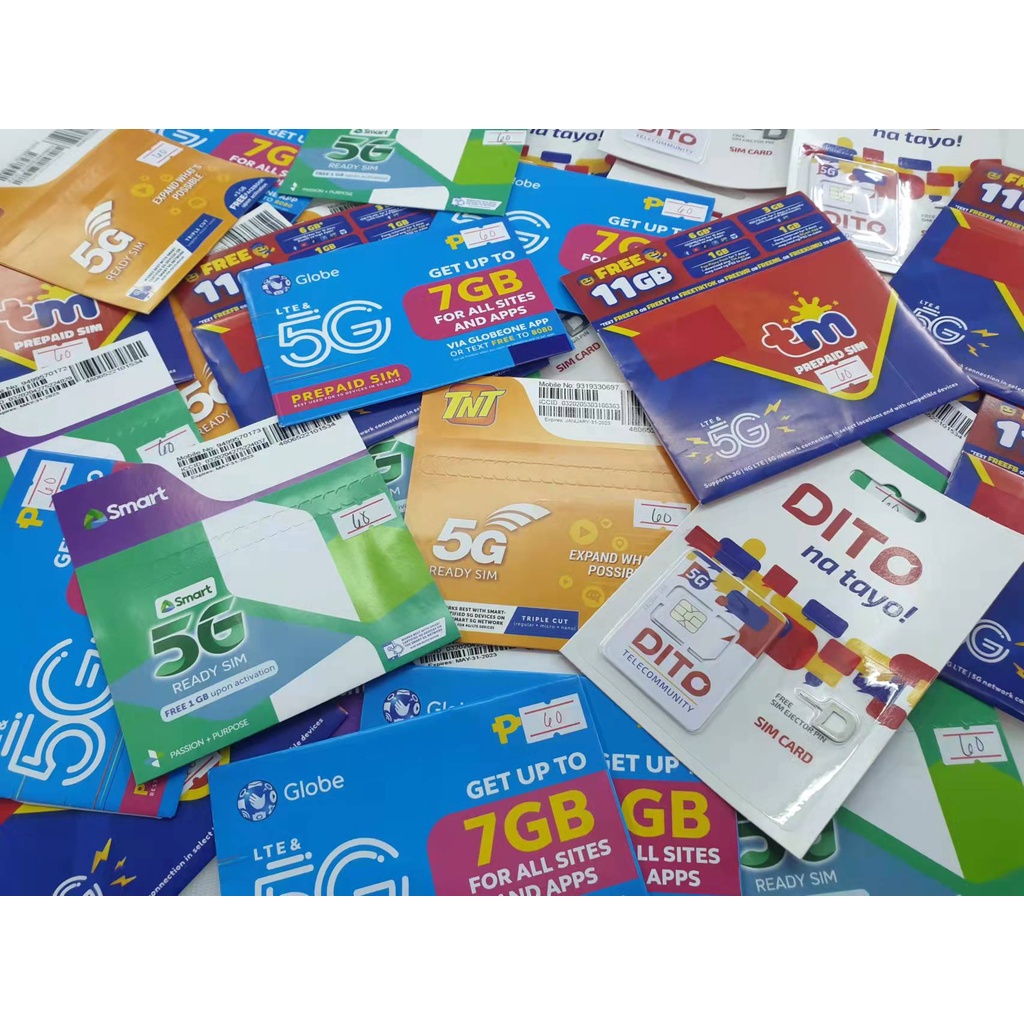 5G LTE Sim Card Tri-Cut Prepaid Sim Card Dito Sim , Globe , TNT , Smart ...