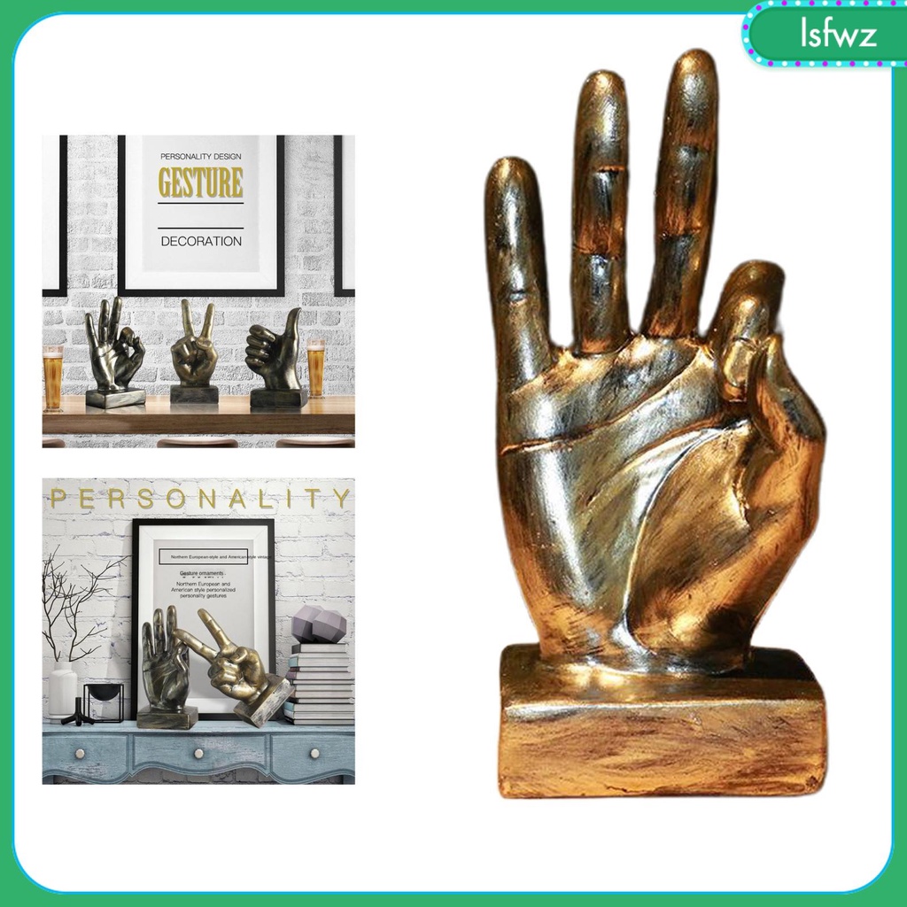 Bronze Resin Hand Gesture Desk Statues Finger Sculpture Decor - for ...