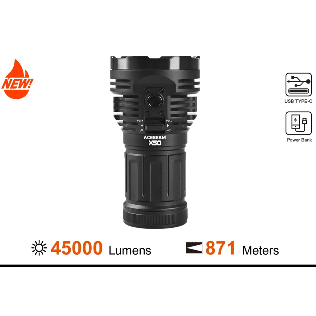 Acebeam X50 2.0 Multipurpose Handheld Searchlight 45,000 Lumens 871 ...