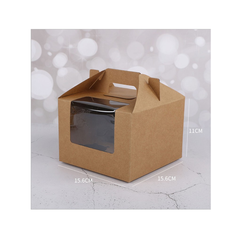 Cup cake pastry packaging box transparent window w/ handle and inner ...