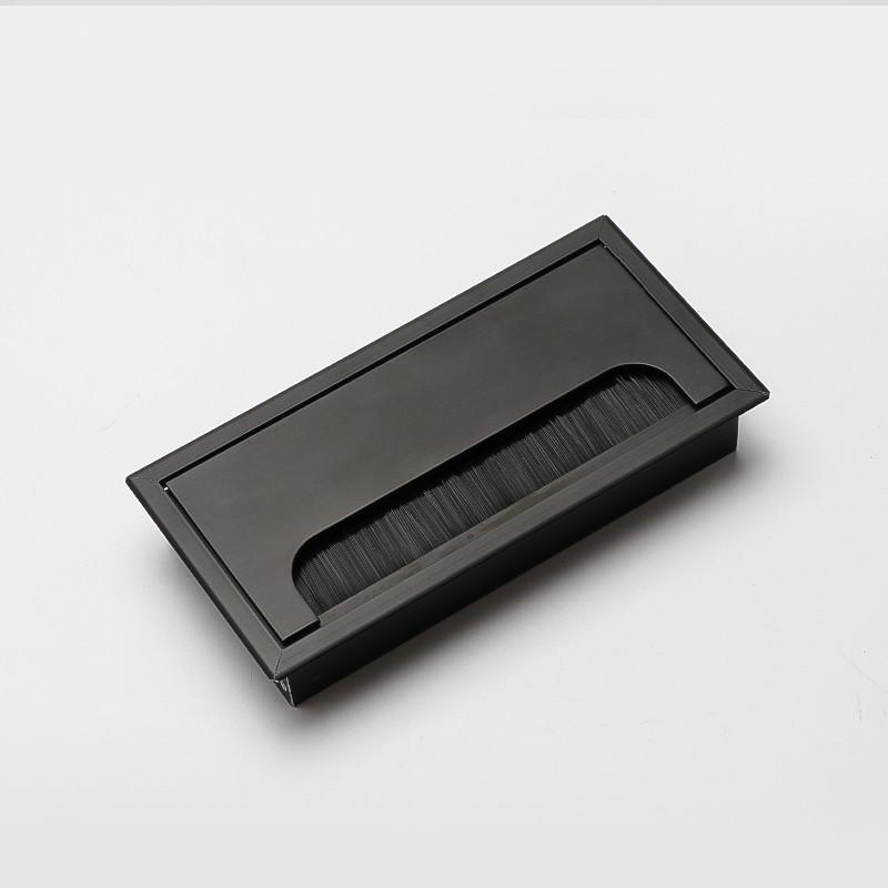 Office Hardware Matt Black Rectangle Wire Cable Grommet Aluminum Square ...
