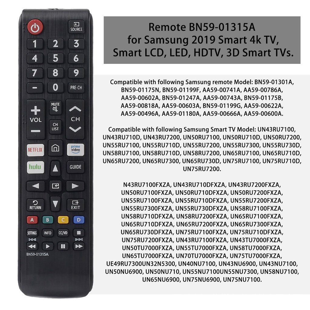 BN59-01315A Remote Control for Samsung UHD 4K QLED SMART TV Hulu BN59-01175N BN59-01199F BN59 ...