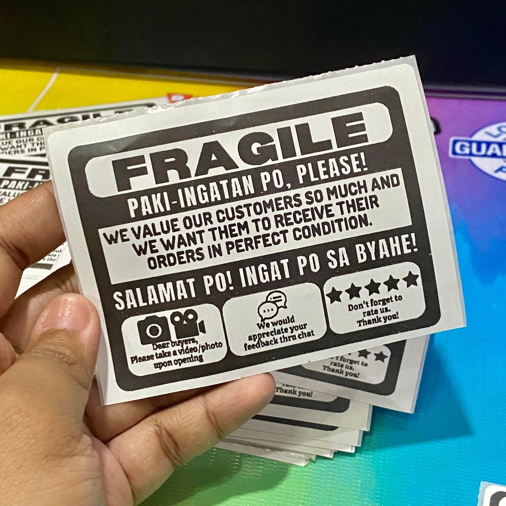 FRAGILE STICKER Sheets WATERPROOF Warning Label for parcels & boxes ...