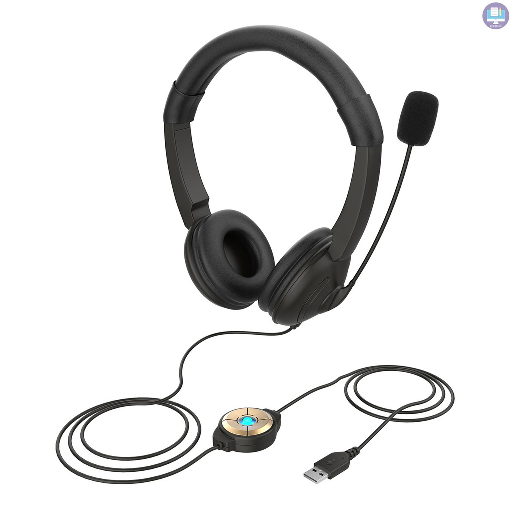 GM USB Wired Headset with Noise Cancelling Microphone On Ear Computer ...