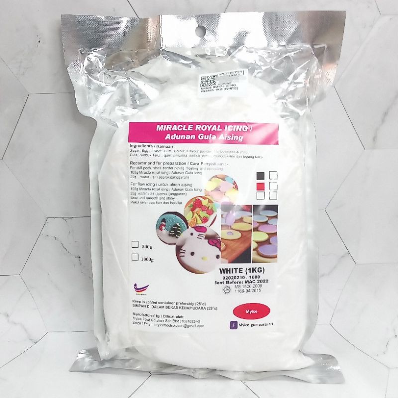 MyIce Royal Icing Premix White Adunan Gula Aising Putih 500g/1kg (EXP ...