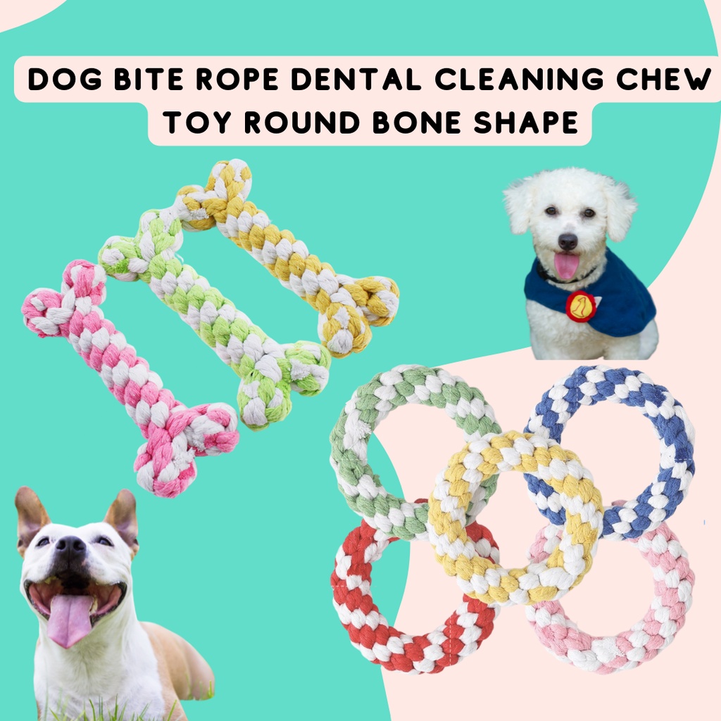Dog Bite Rope Dental Cleaning Chew Toy Round Bone Shape | Shopee ...