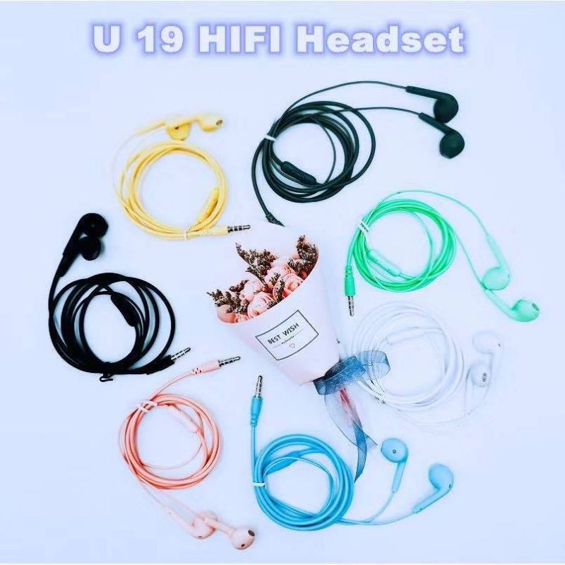 U19 Macaron Color 3.5mm HIFI Headset Over Ear 1.2mm Earphone bagged ...