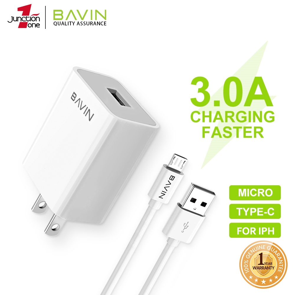 BAVIN PC658Y 3.0A Quick Charging Charger w/ 1 Meter Charging Cable for ...