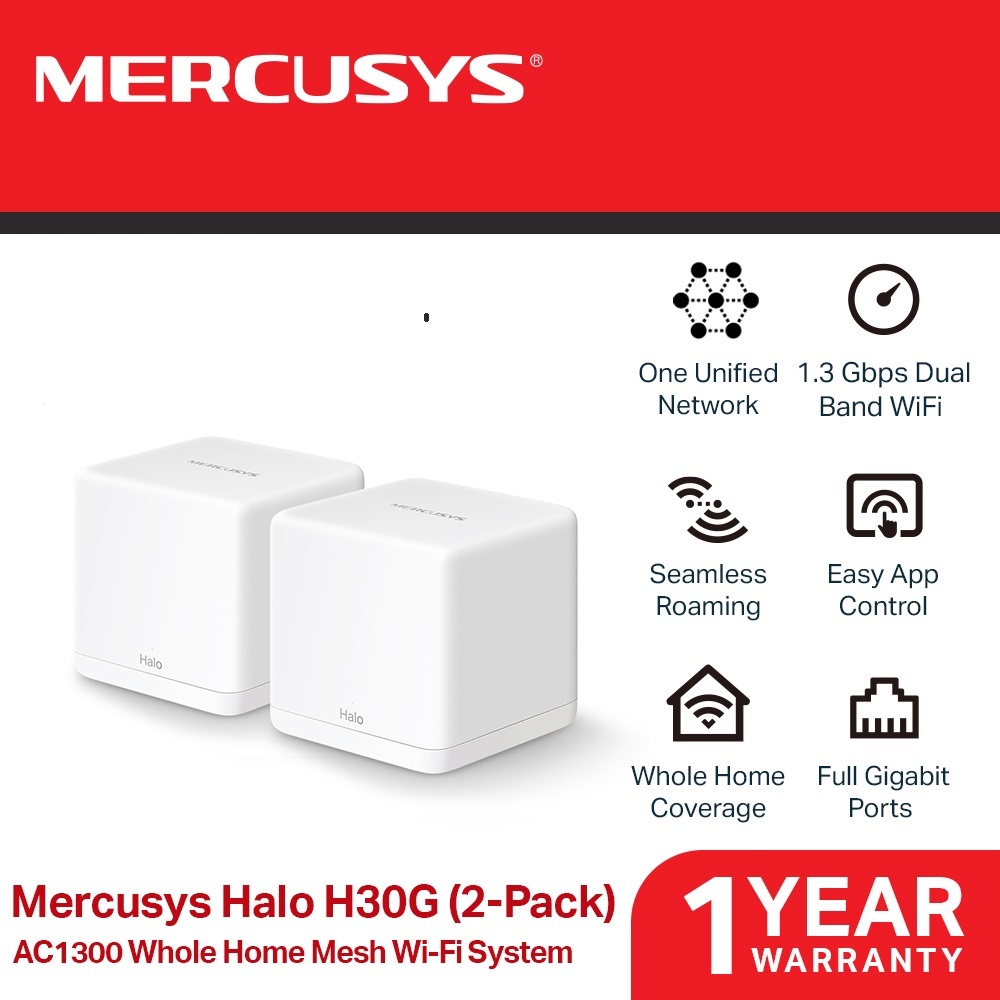 Mercusys Halo H30G AC1300 1.3Gbps Whole Home Dual Band Gigabit Mesh ...
