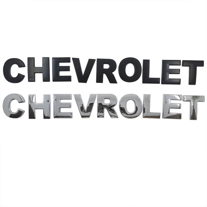 CHEVROLET Hood Emblem DIY Letter 45mm Chrome/Black Car Decals Stickers ...