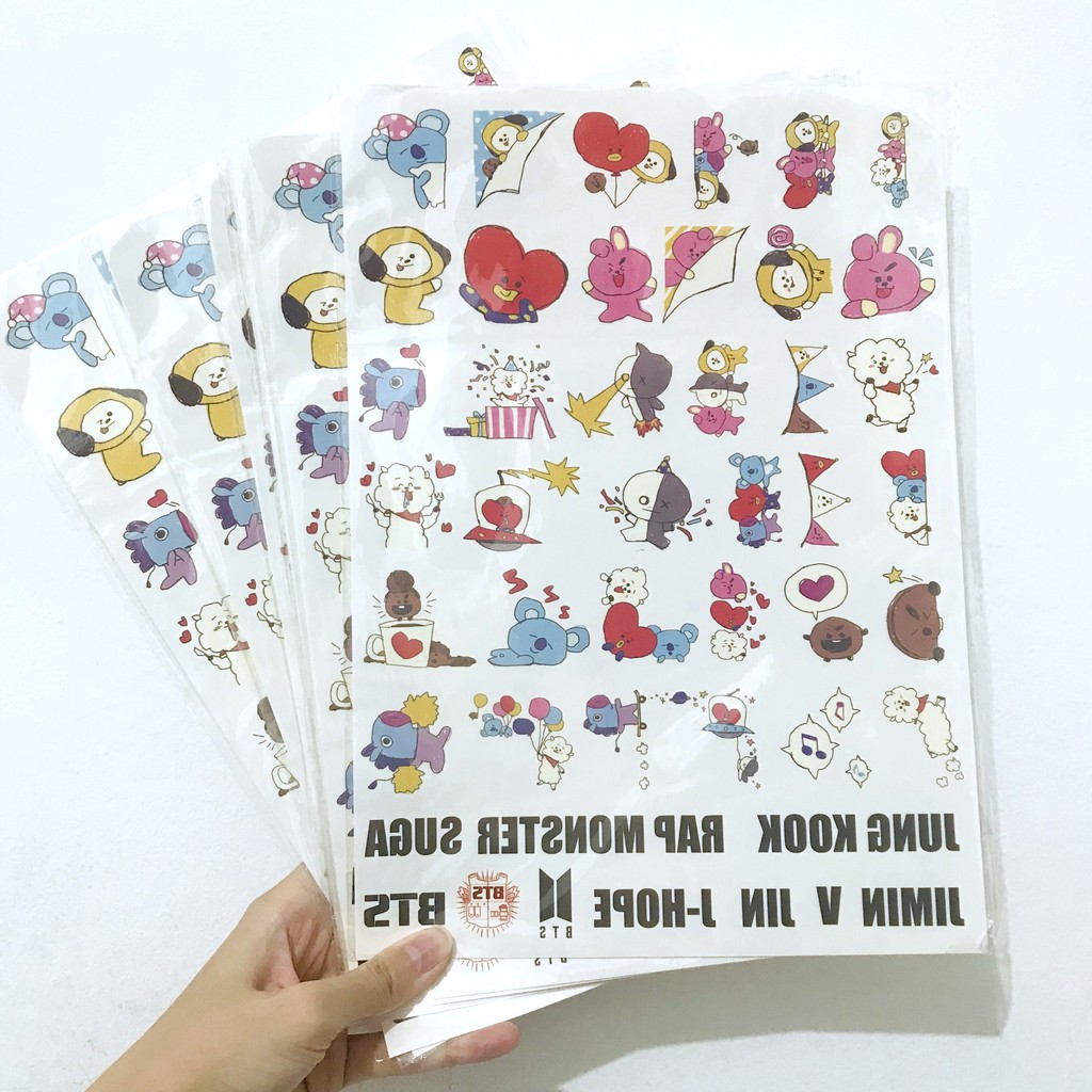 BTS BT21 Tattoo Sticker Special Edition A4 Size (BTS BT21 Tattoo ...