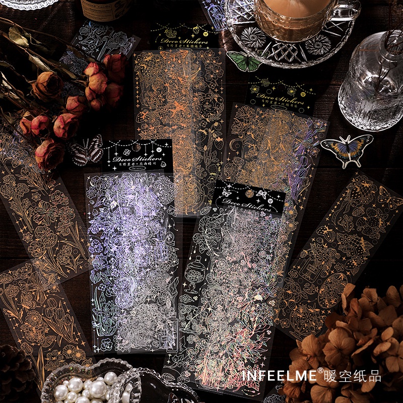 3 Sheets Glitter Gold And Silver Flower Butterfly Stickers Self ...