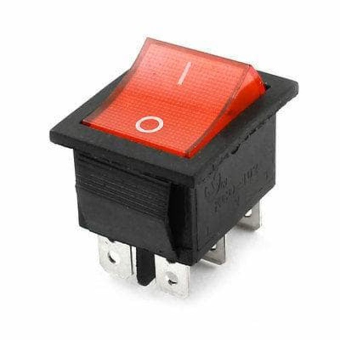 MERAH Light Switch (Switch With Lamp) ON-OFF Large Box 6 Pin - Red (Red ...