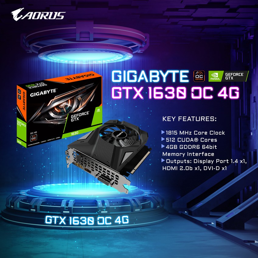 Gigabyte GeForce® GTX 1630 OC 4GB GDDR6 Graphic Card (GV-N1630OC-4GD ...