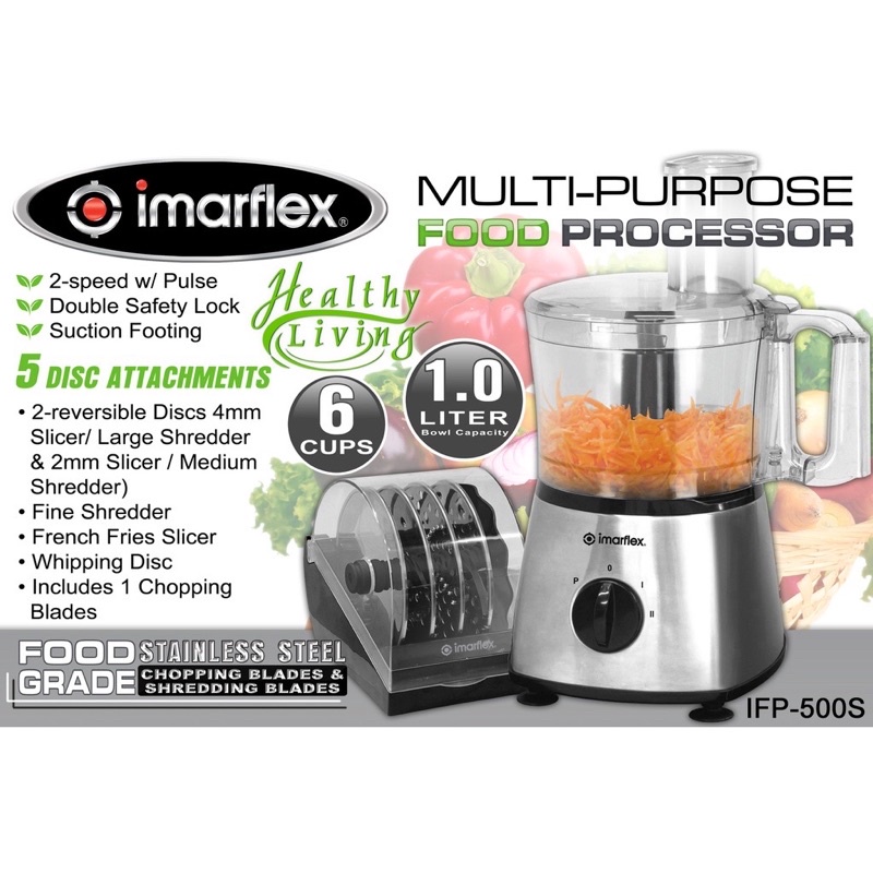 Imarflex Multi Purpose Food Processor IFP-500S / IFP-880 | Shopee ...