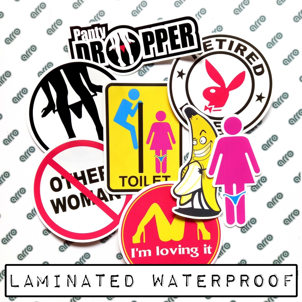 NAUGHTY STICKERS (Panty Dropper , Retired Babaero, ) For Motorcycle car ...