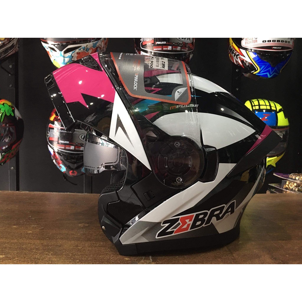 ZEBRA HELMET 978 W/D WHITE/PINK MODULAR DUAL VISOR | Shopee Philippines