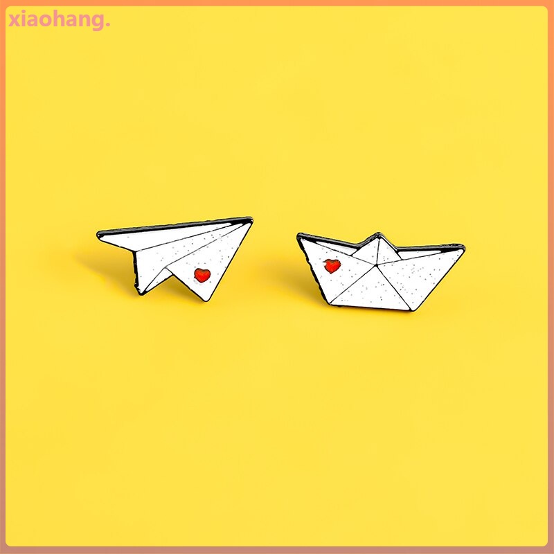 Cartoon Couple Pins Aircraft Boat Love Enamel Pins Love Letter Cute ...