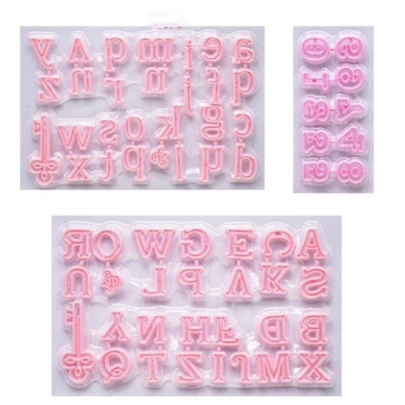 3pcs Pink Alphabet Press Alphabet Cutter Alphabet Fondant Cutter ...