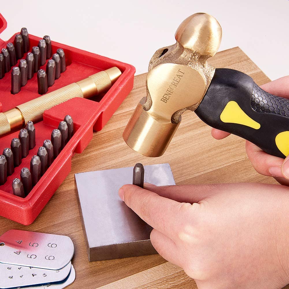 Ready Stock 1 Pound Brass Metal Stamping Hammer with Flat Mallet Head ...