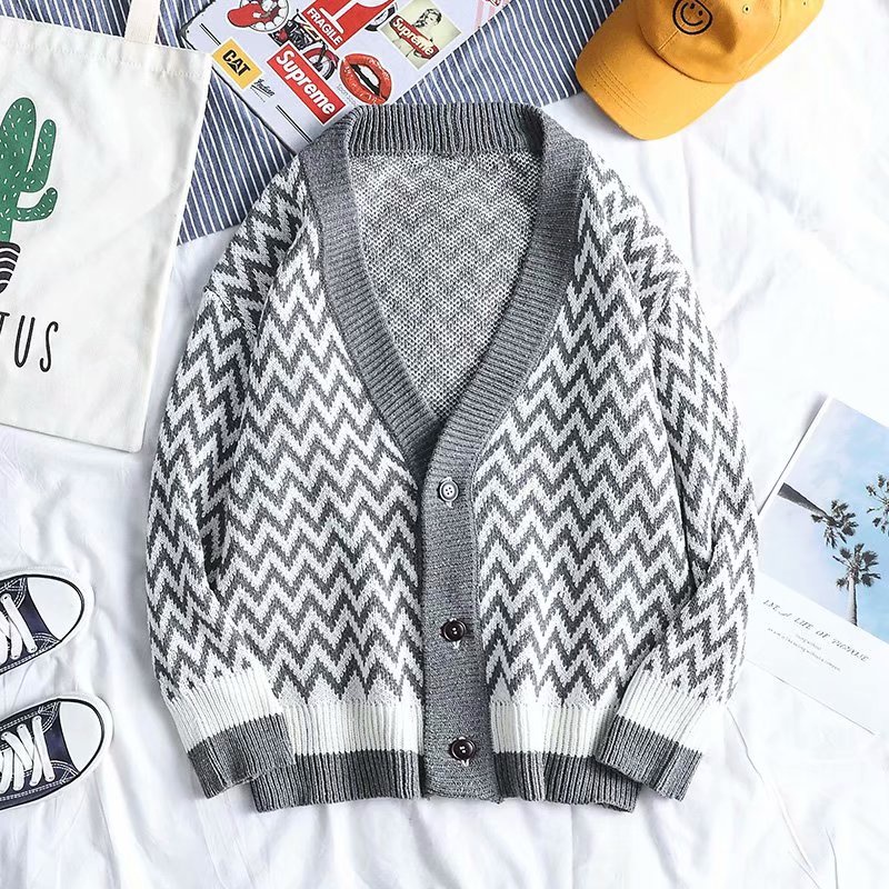 Japan Harajuku Cardigan Sweater Men's Loose Fashion Lazy WindAutumn ...