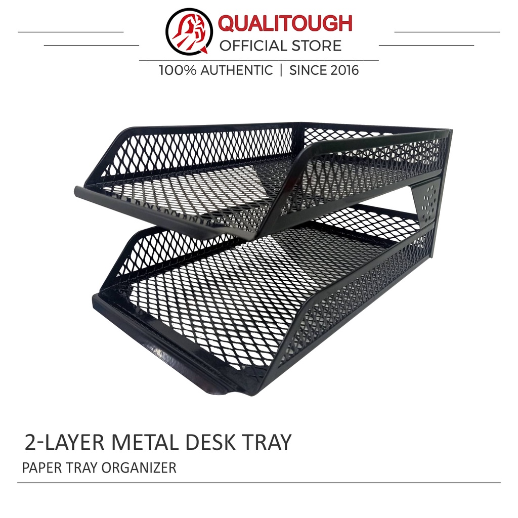 Metal Desk Tray 2 Layer - Letter Tray in Black Metal Mesh for ...