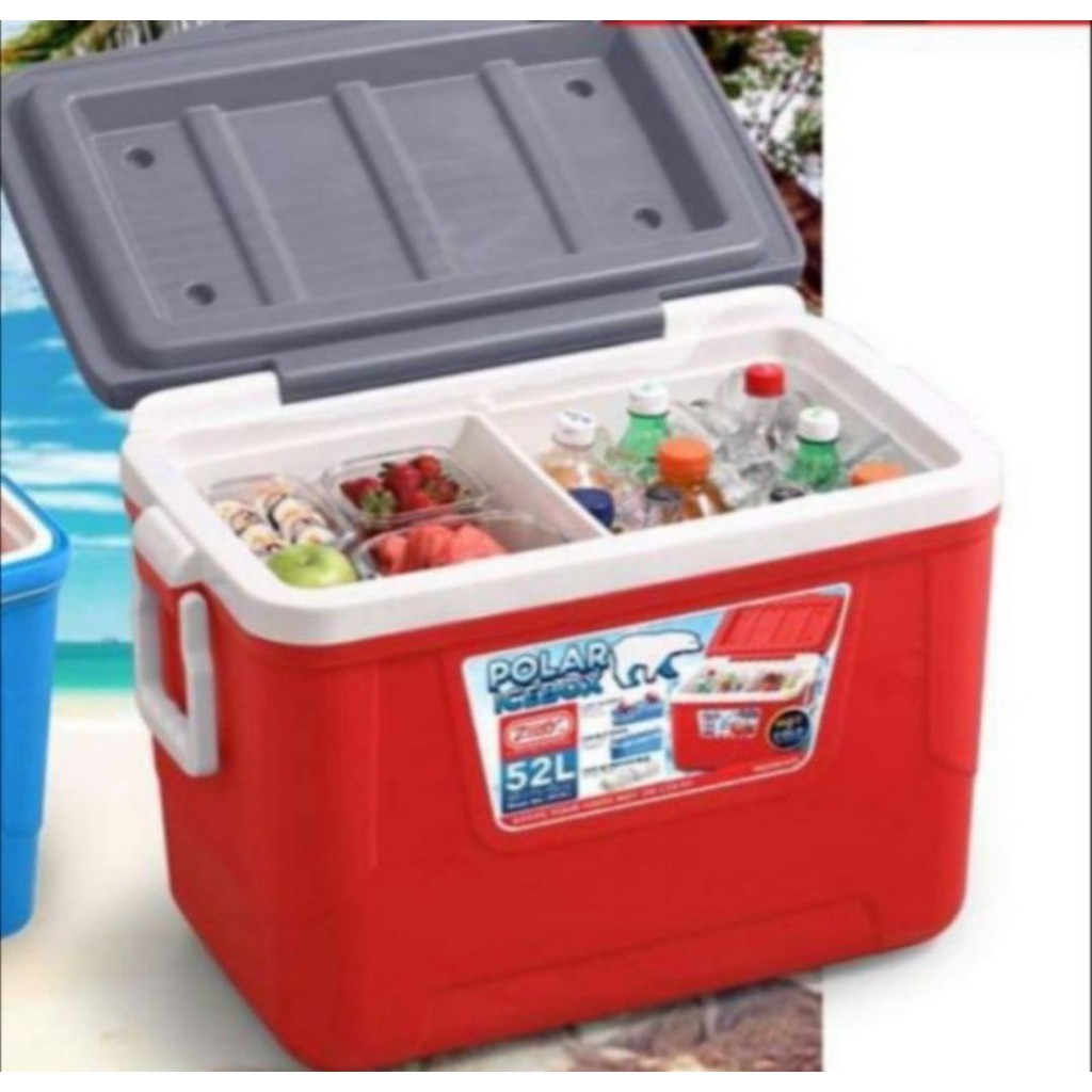 Zooey Polar Ice Box Large 52L with molded cup holder blue/grey | Shopee ...