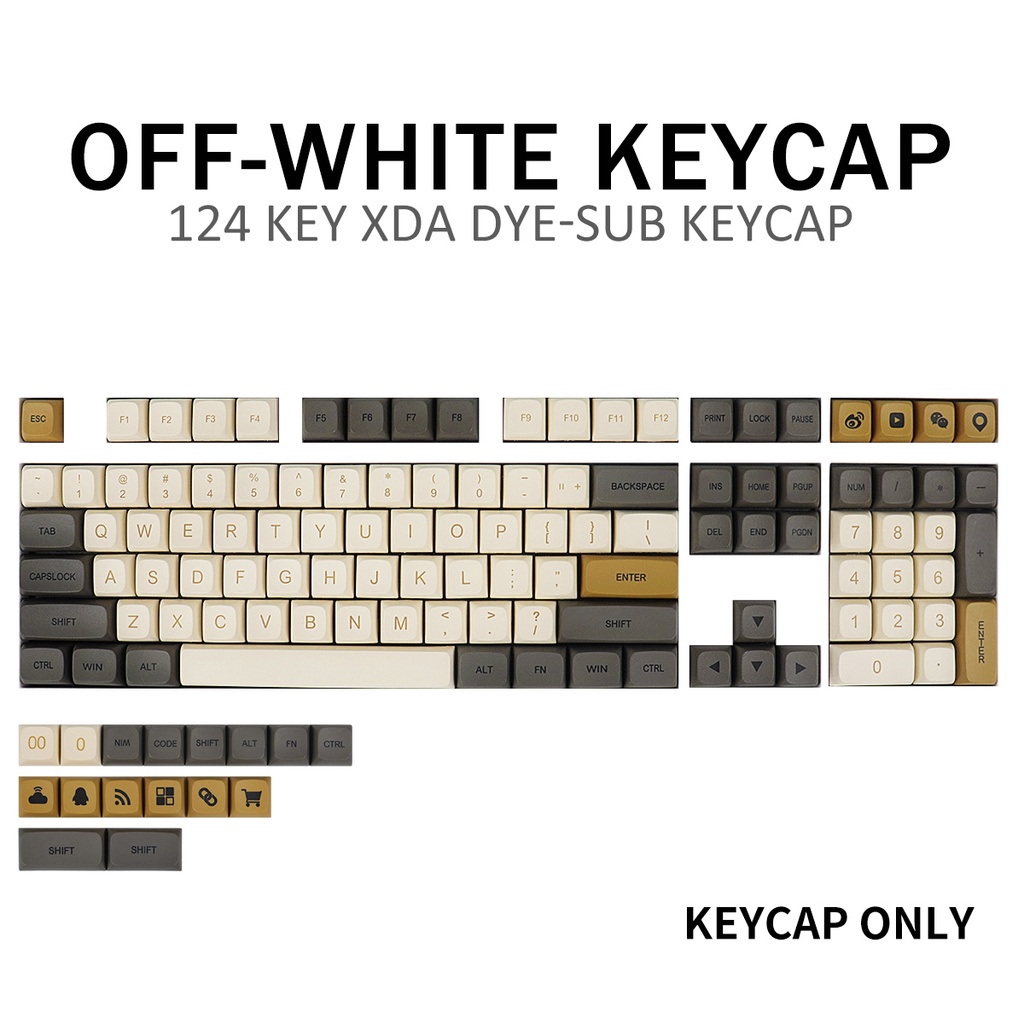 PBT OFF-WHITE 124 Key DYE-SUB XDA Profile Personalized Keycaps For ...