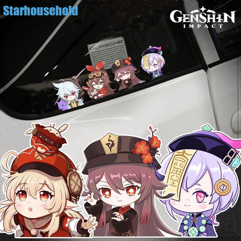 genshin impact car stickers hutao klee zhongli stickers waterproof ...