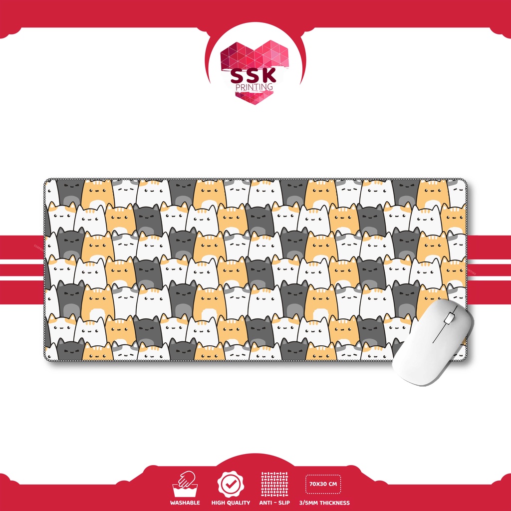 Cats Pattern Design Extended Mousepads | KAWAII Cat Long Mousepad ...