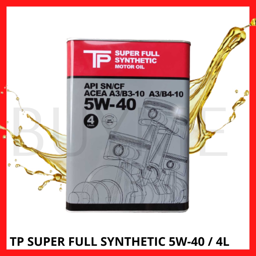 TP 5W-40 Super Full Synthetic Motor Oil (API SN/CF) - 4 LITERS | Shopee ...