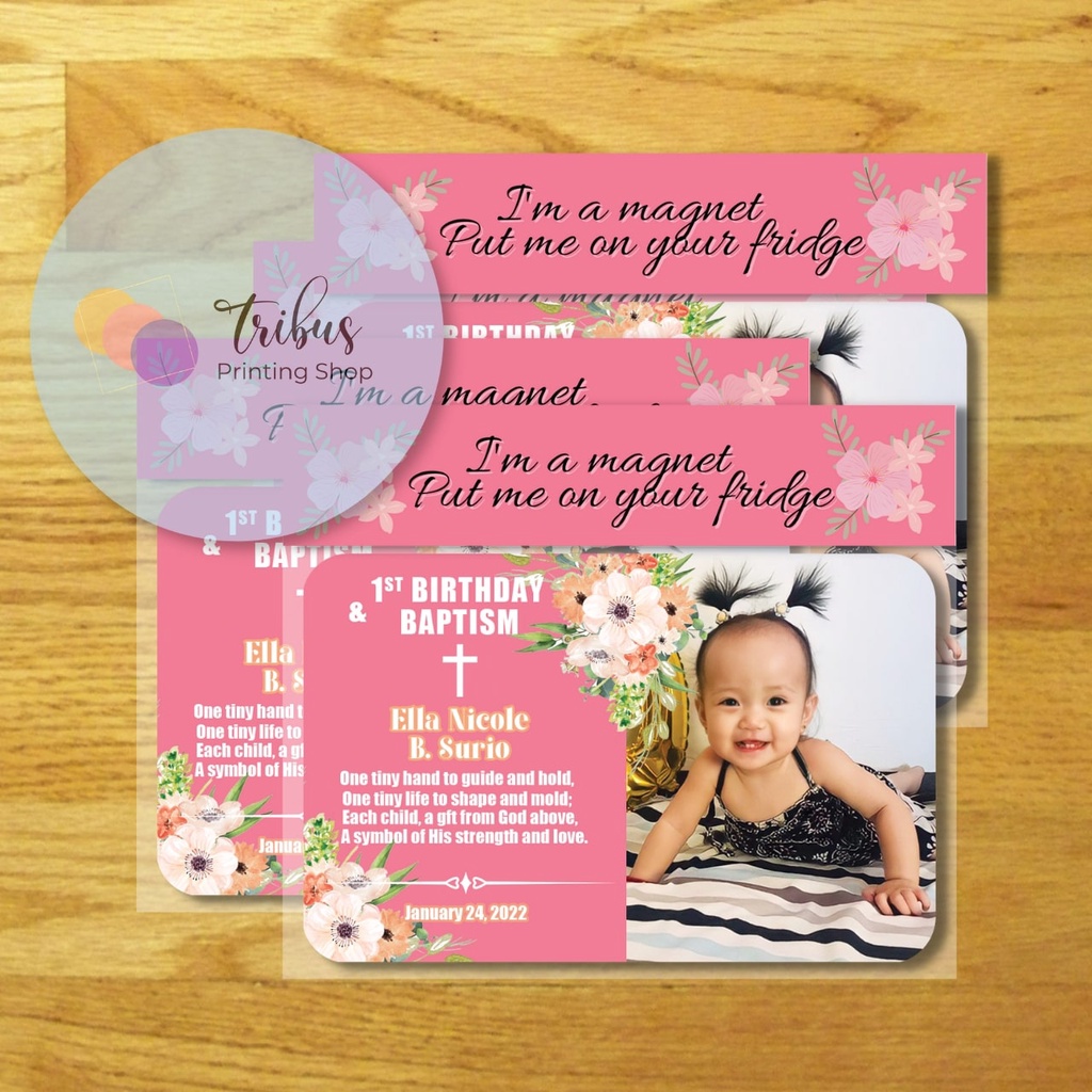 Pink Theme Christening Ref Magnet Souvenir (Glittery) | Shopee Philippines