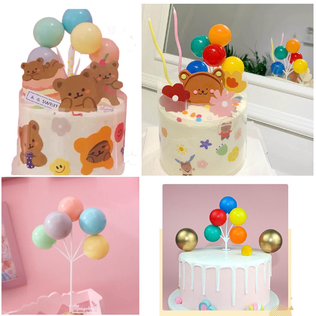 Colorful Cake Topper Macaron candy color ball cake topper for Kids ...