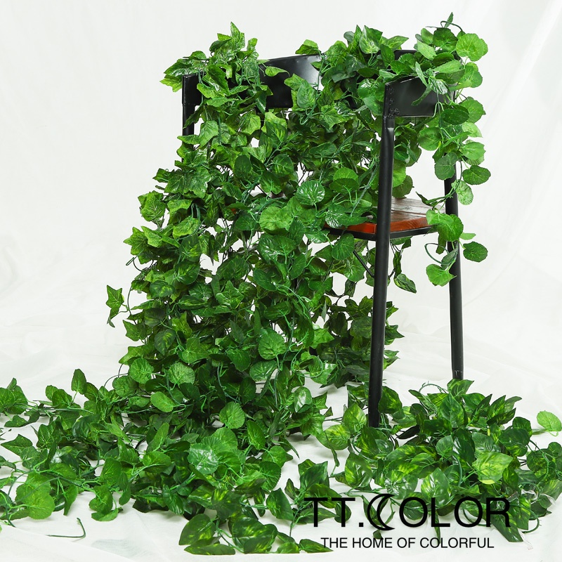 Simulation plastic leaf green leaves decorate vine leaf plants hanging ...