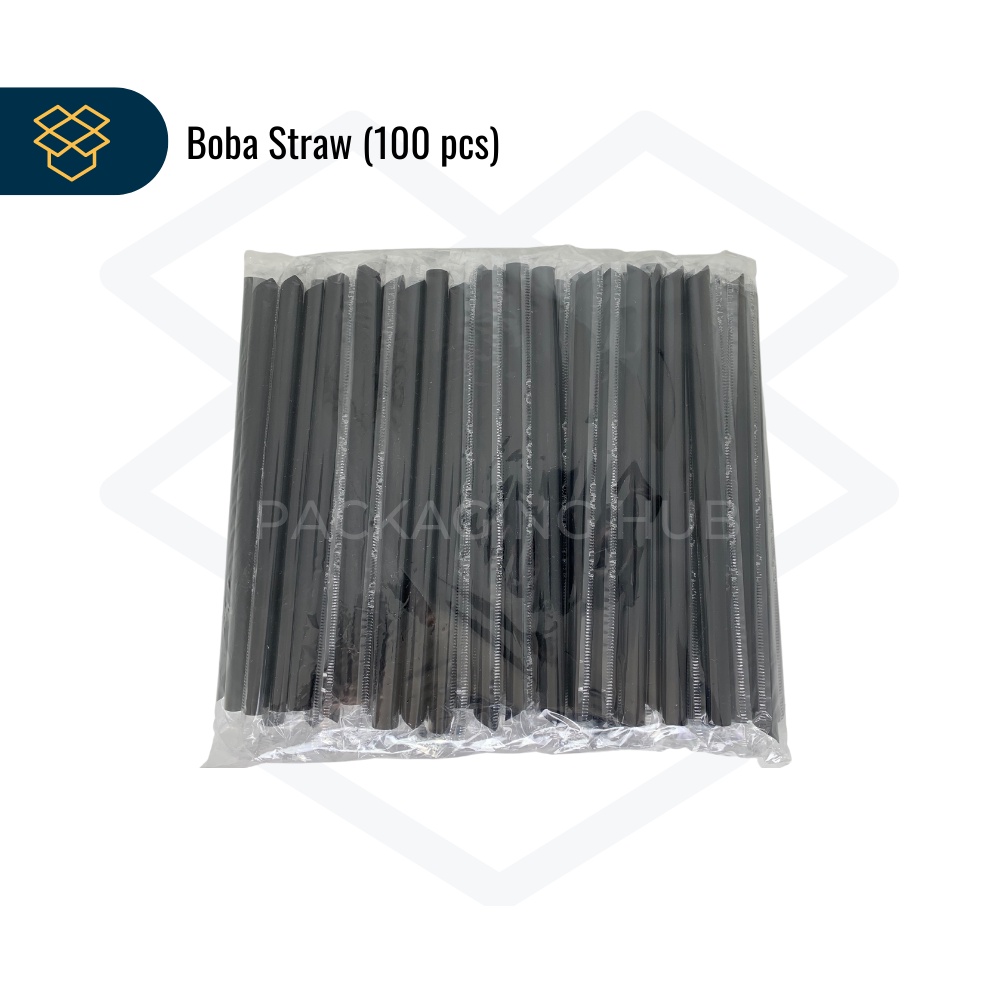 Boba Straw /Milktea Straw Black Individually Packed (100pcs) | Shopee ...